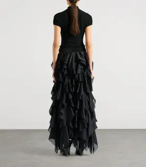 Balmain Silk Ruffled Maxi Skirt