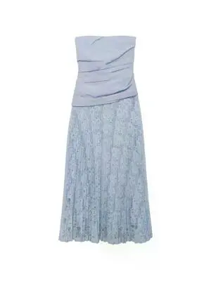 Simkhai Annalise Lace-panelled Strapless Maxi Dress - Blue
