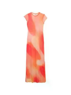 Simkhai Fia Abstract-print Mesh Maxi Dress - Orange