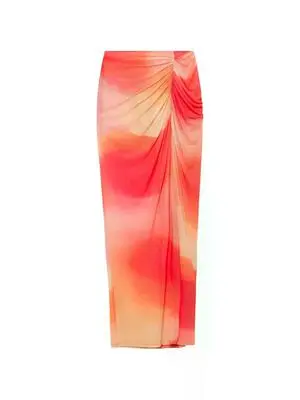 Simkhai Kensingten Ruched Mesh Maxi Skirt