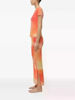 Simkhai Kensingten Ruched Mesh Maxi Skirt