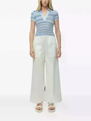 Simkhai Paxton Horizontal-stripe Knit Polo Collar T-shirt