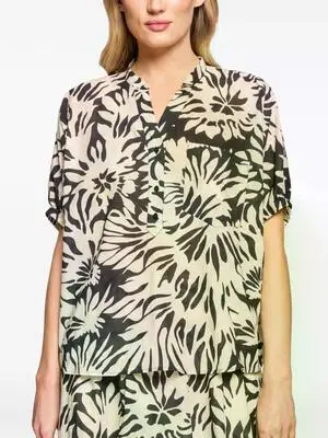 VERA MONT Floral-print Puff-sleeve Blouse - Neutrals