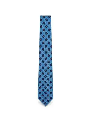 Kiton Floral-print Silk-twill Tie - Blue