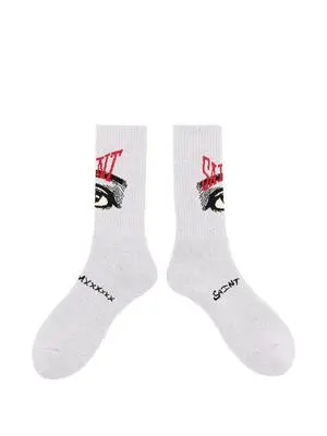 SAINT MXXXXXX Eye-motif Intarsia-knit Socks - Grey