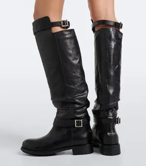 JIMMY CHOO Biker Leather Knee-high Boots