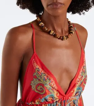 Etro Printed Tie Cotton Maxi Dress