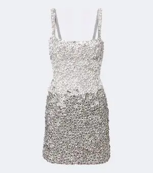 LA FUORI Floral Sequined Minidress - Silver
