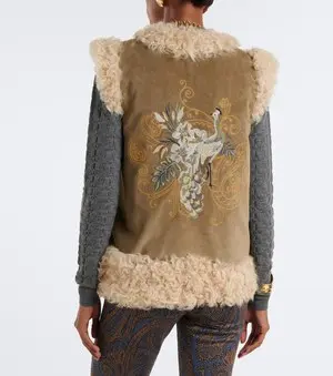 Etro Shearling-lined Embroidered Vest