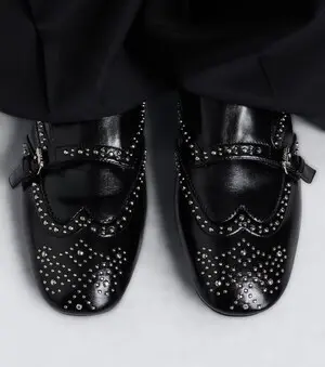 Fendi Studded Leather Monk Strap Shoes