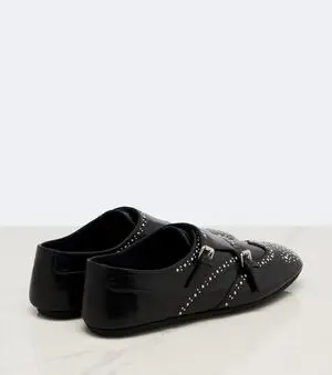 Fendi Studded Leather Monk Strap Shoes - Black