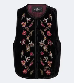 Etro Beaded Velvet Vest - Black