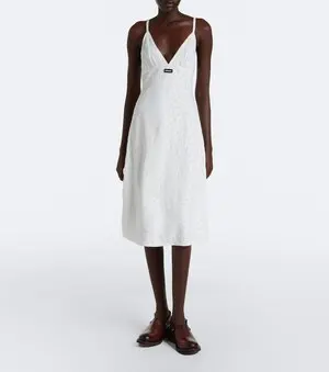 Miu Miu Broderie Anglaise Poplin Midi Dress