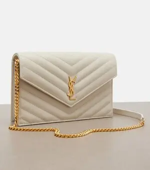 Saint Laurent Cassandre Envelope Leather Wallet On Chain