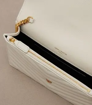 Saint Laurent Cassandre Envelope Leather Wallet On Chain