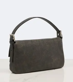 Fendi Baguette® 26424 Biker Small Leather Shoulder Bag - Black