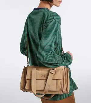 Miu Miu Utilitaire Suede Shoulder Bag