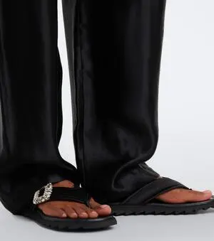 ROGER VIVIER Embellished Thong Sandals - Black