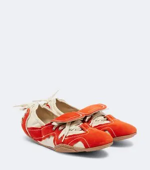 Acne Studios Bilaria Leather And Suede Sneakers - Orange