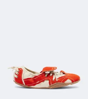 Acne Studios Bilaria Leather And Suede Sneakers - Orange