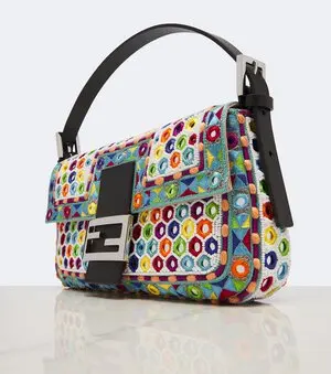 Fendi Baguette Small Embroidered Shoulder Bag