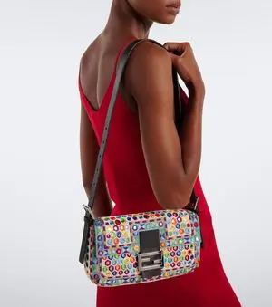 Fendi Baguette Small Embroidered Shoulder Bag