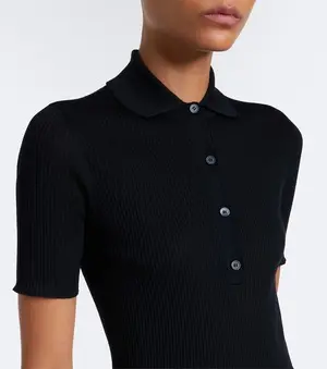 Fendi Ribbed-knit Wool-blend Polo Shirt