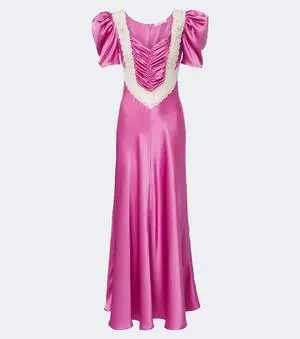 RODARTE Lace-trimmed Silk Maxi Dress