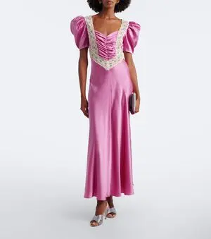 RODARTE Lace-trimmed Silk Maxi Dress