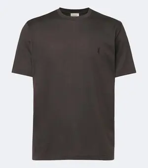 Saint Laurent Cassandre Silk And Cotton T-shirt - Grey