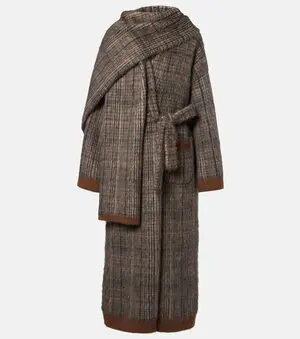Brunello Cucinelli Checked Mohair And Wool-blend Wrap Cardigan - Grey