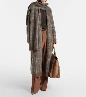 Brunello Cucinelli Checked Mohair And Wool-blend Wrap Cardigan