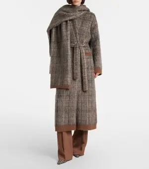 Brunello Cucinelli Checked Mohair And Wool-blend Wrap Cardigan
