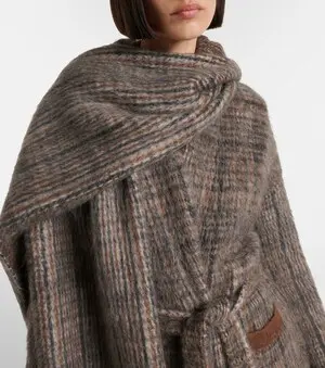 Brunello Cucinelli Checked Mohair And Wool-blend Wrap Cardigan