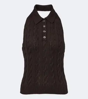 Ralph Lauren Cable-knit Silk Halterneck Top - Brown