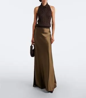 Ralph Lauren Cable-knit Silk Halterneck Top
