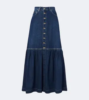 Dolce & Gabbana Denim Tiered Maxi Skirt