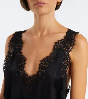 Stella McCartney Lace-trimmed Satin Top