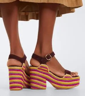 Gabriela Hearst Sardis Suede And Raffia Platform Sandals