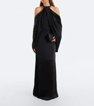 Stella McCartney Caped Satin Halterneck Gown
