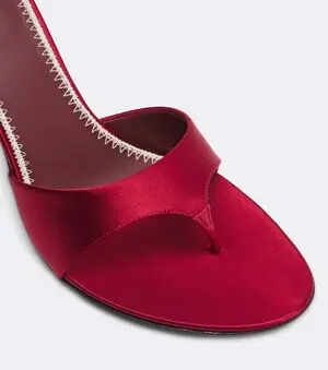 Magda Butrym Satin Floral Appliqué Thong Sandals - Red