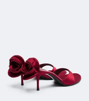 Magda Butrym Satin Floral Appliqué Thong Sandals - Red