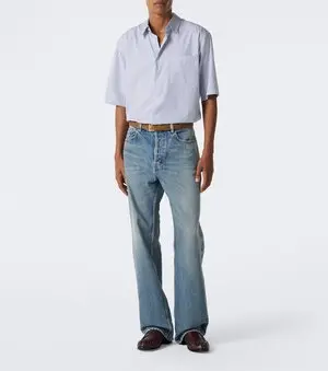 Saint Laurent Cassandre Striped Cotton Shirt