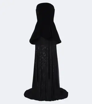 David Koma Peplum Strapless Gown - Black