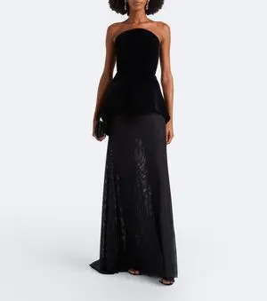 David Koma Peplum Strapless Gown