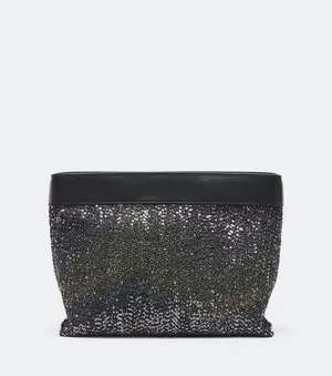 Missoni Sequined Leather-trimmed Clutch - Blue