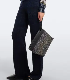 Missoni Sequined Leather-trimmed Clutch