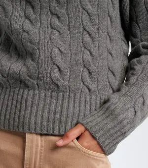 Polo Ralph Lauren Cable-knit Wool-blend Half-zip Sweater