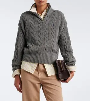 Polo Ralph Lauren Cable-knit Wool-blend Half-zip Sweater