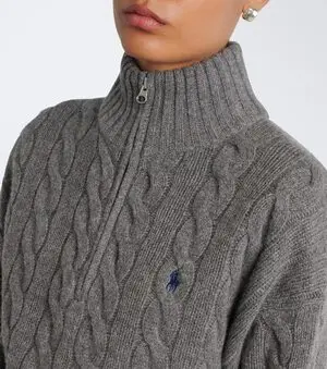 Polo Ralph Lauren Cable-knit Wool-blend Half-zip Sweater